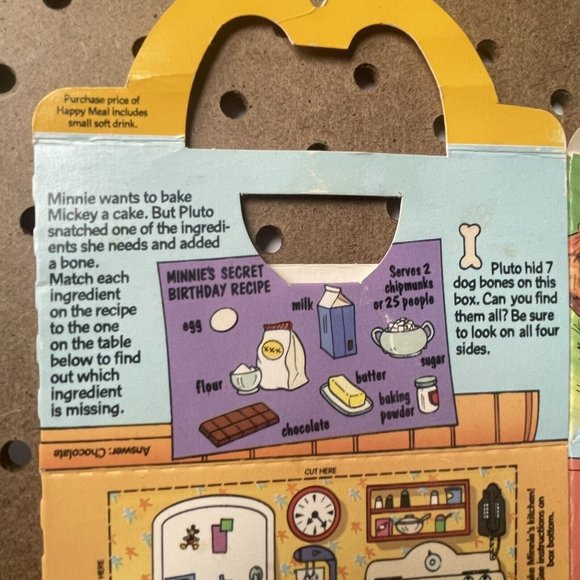 Disney | Toys | Vtg 988 Mcdonalds Happy Meal Box Disney Mickeys ...